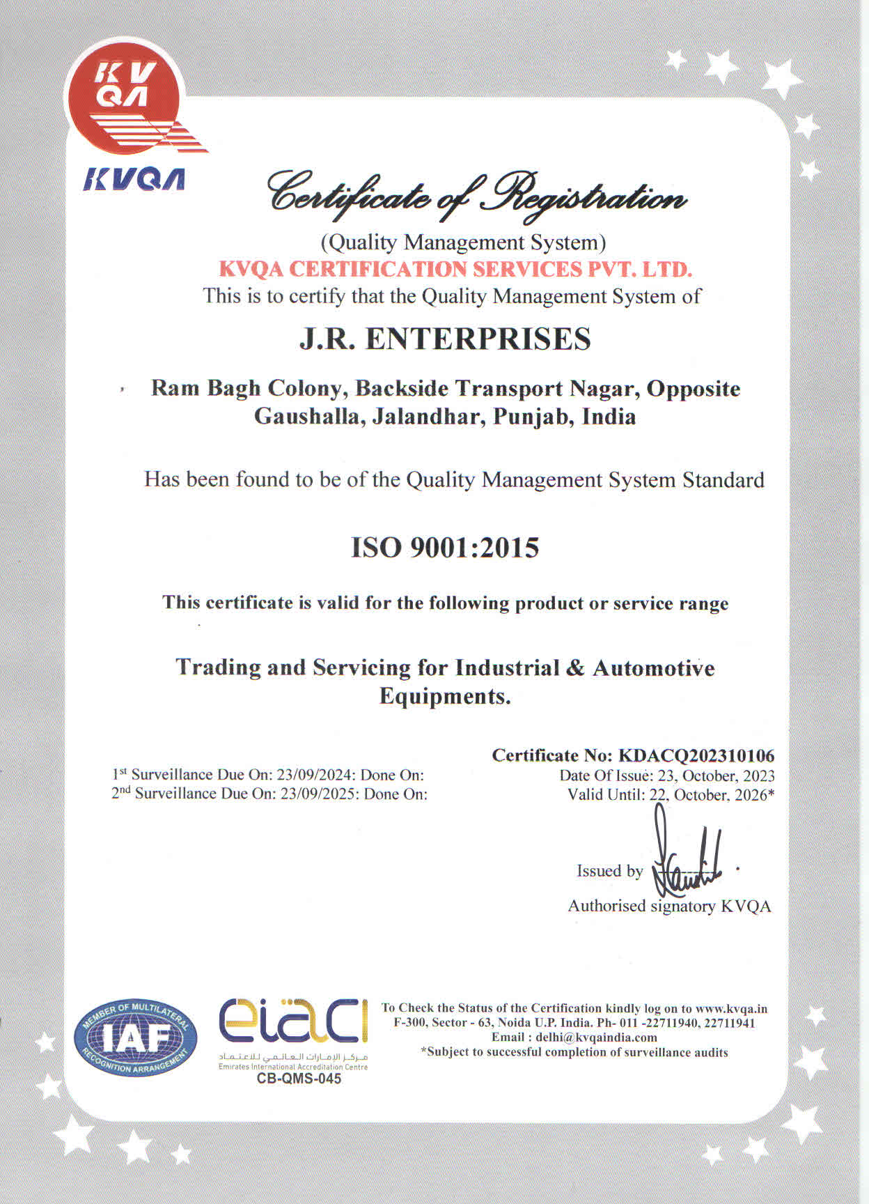 Certifications - JR Enterprises